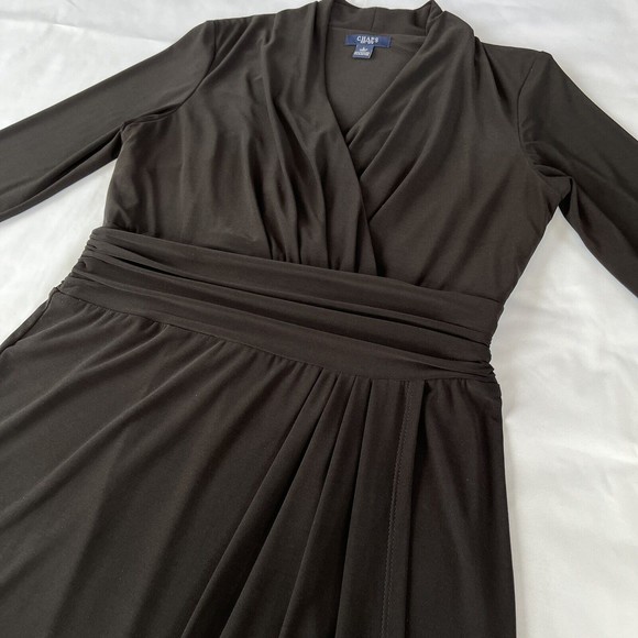 Chaps | Dresses | Chaps Black 34 Sleeve Midi Dress Large Stretch Slinky ...